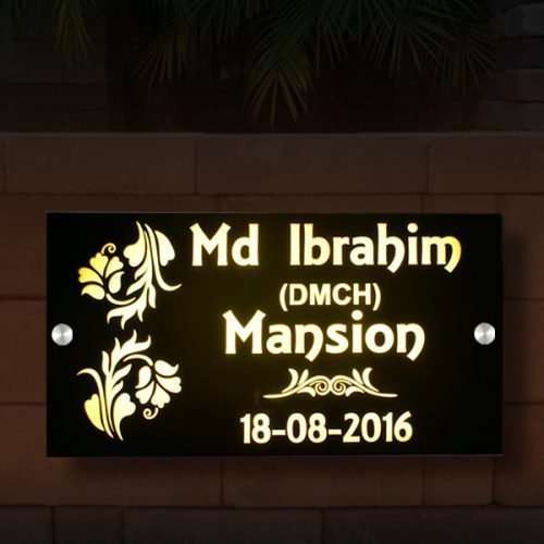 Name Plate - Acrylic LED - Name Plate Design for Home - Royal Gifts