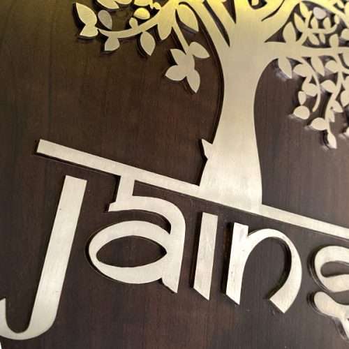Artistic Tree Pattern Wooden & Stainless Steel Name Plate - Customized ...