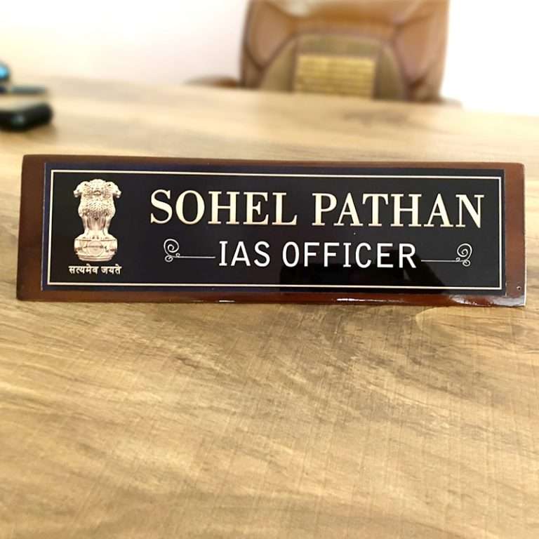 Two Sided Desk Name Plate - Corporate Office Nameplates - Royal Gifts