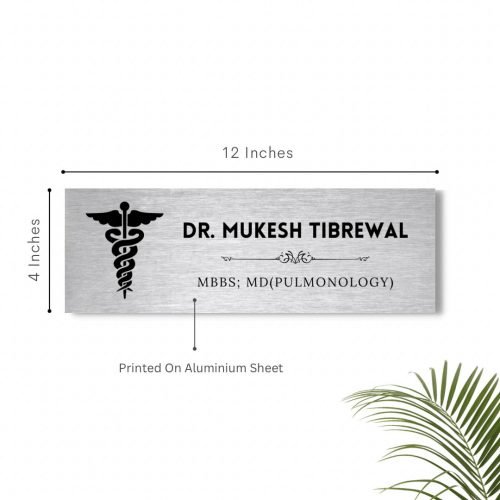 Silver Brushed Doctor Name Plate - Royal Gifts & Nameplates