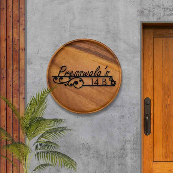 Mild Steel Floral Cutout Name Plate | Royal Gifts