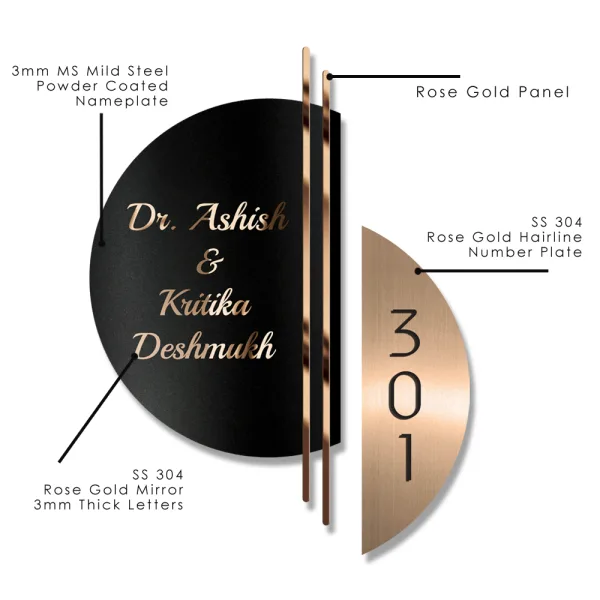 Imperial & Majestic Rose Gold Stainless Steel Name Plate | Royal Gifts